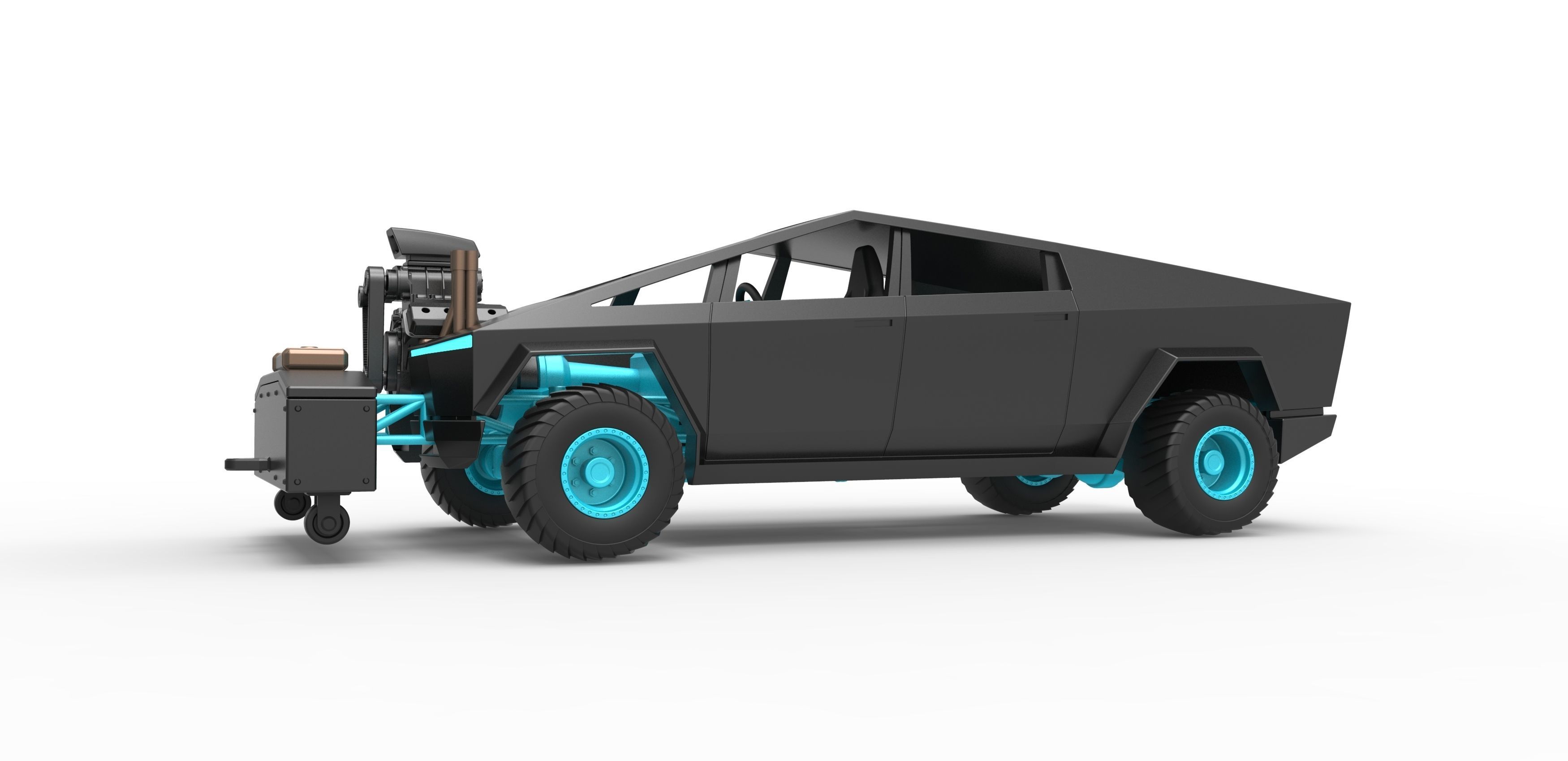 Diecast Tesla Cybertruck pulling truck 4wd Scale 1 to 25 3D model 3D ...