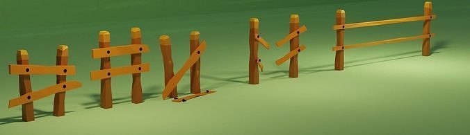 low poly fence 5 items free VR / AR / low-poly 3D model rigged | CGTrader