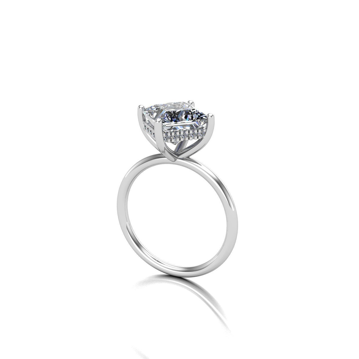 Diagonally set princess cut center engagement ring 3D model 3D ...