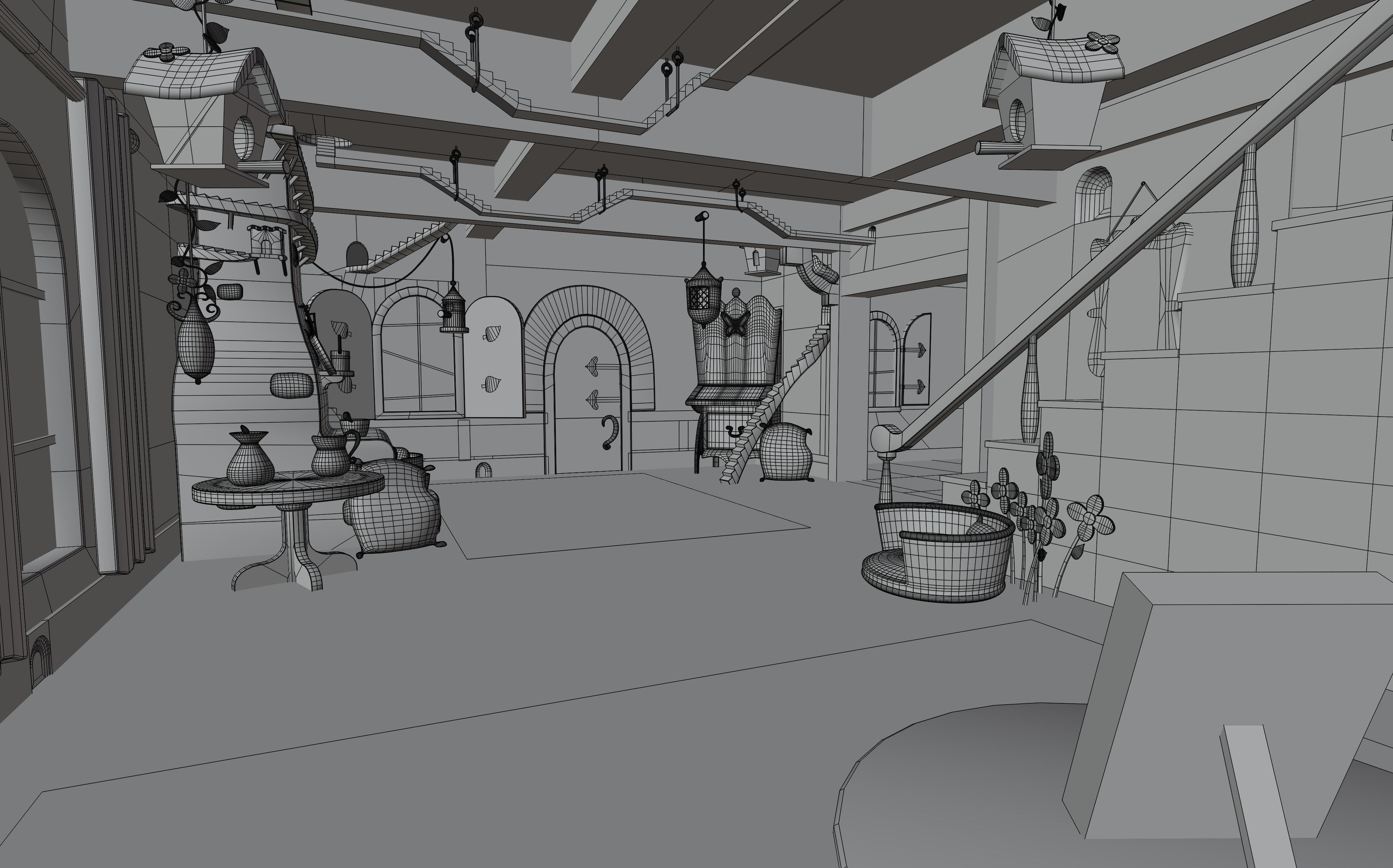 Fluttershy Cottage Inside 3D model rigged | CGTrader