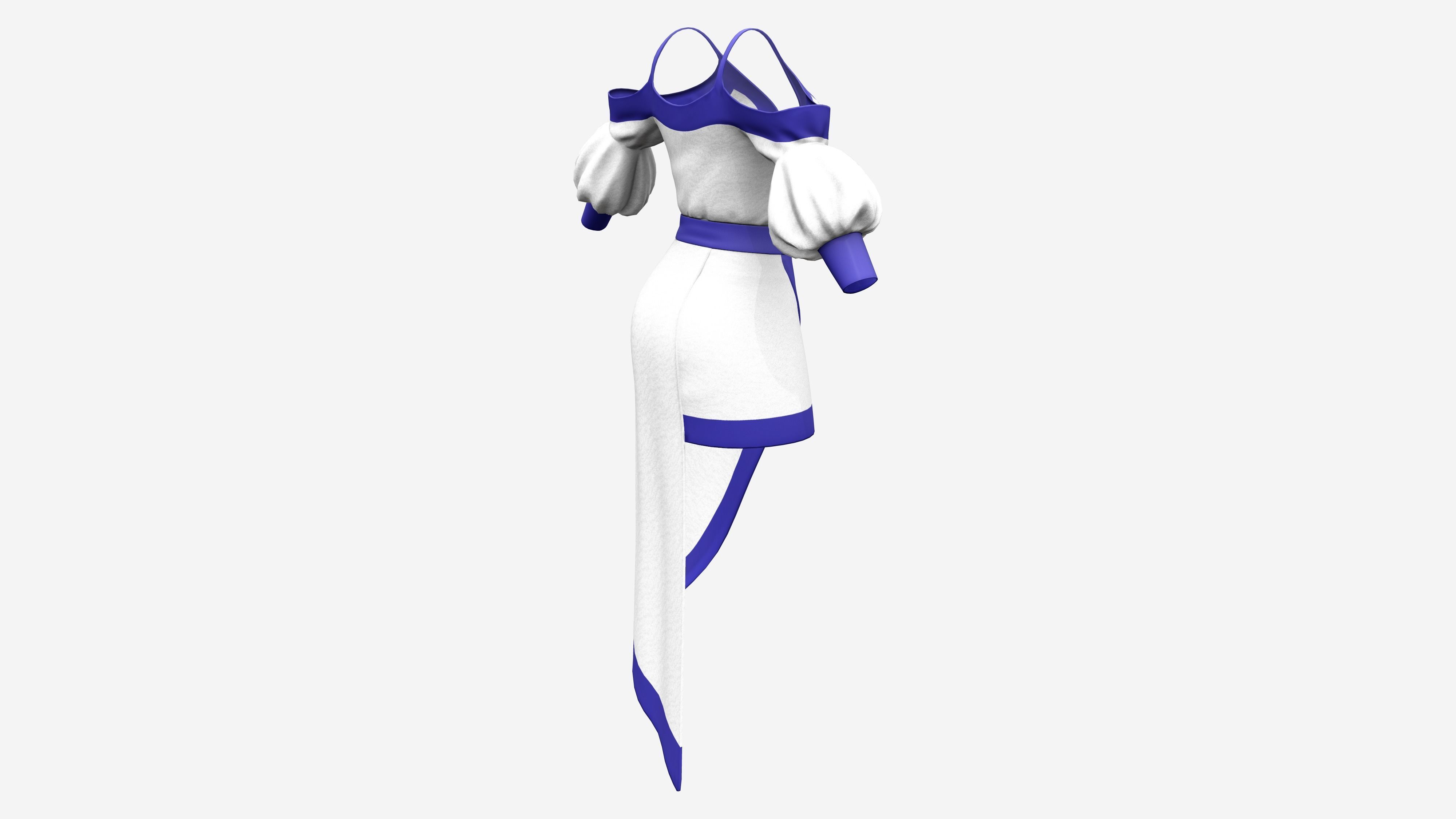 3D model Fashion Diva Outfit With Puffy Sleeves V2 VR / AR / low-poly ...