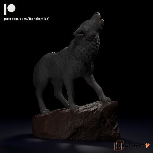 Howling Wolf 3D model 3D printable | CGTrader