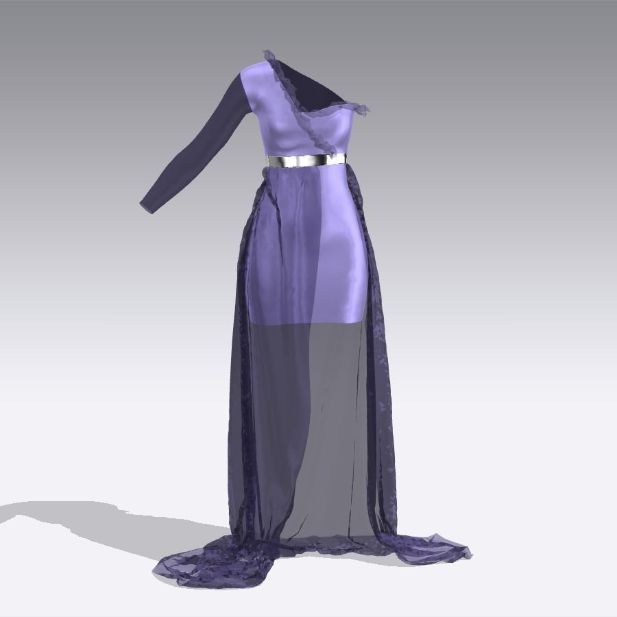 ONE SHOULDER AND HEART SHAPE HIGH RISE DRESS 3D model | CGTrader