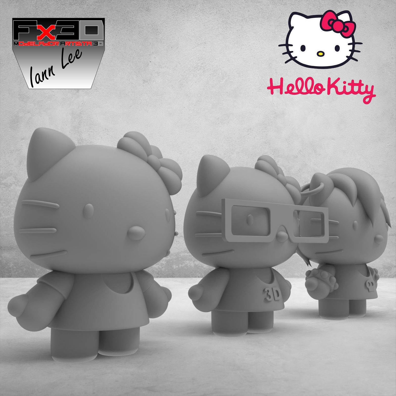 Hello Kitty x 3 Clasica 3D y Moderna STL 3D model 3D printable | CGTrader