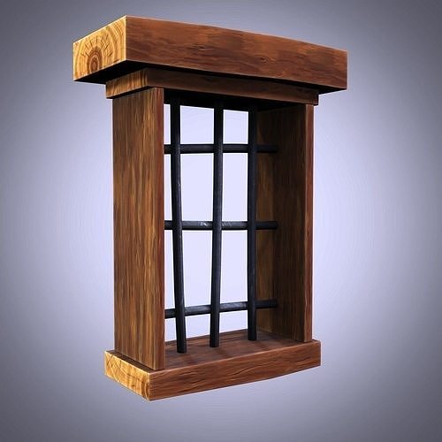 3D model cartoon Old Wooden Window 2 Low-poly 3D model VR / AR / low ...