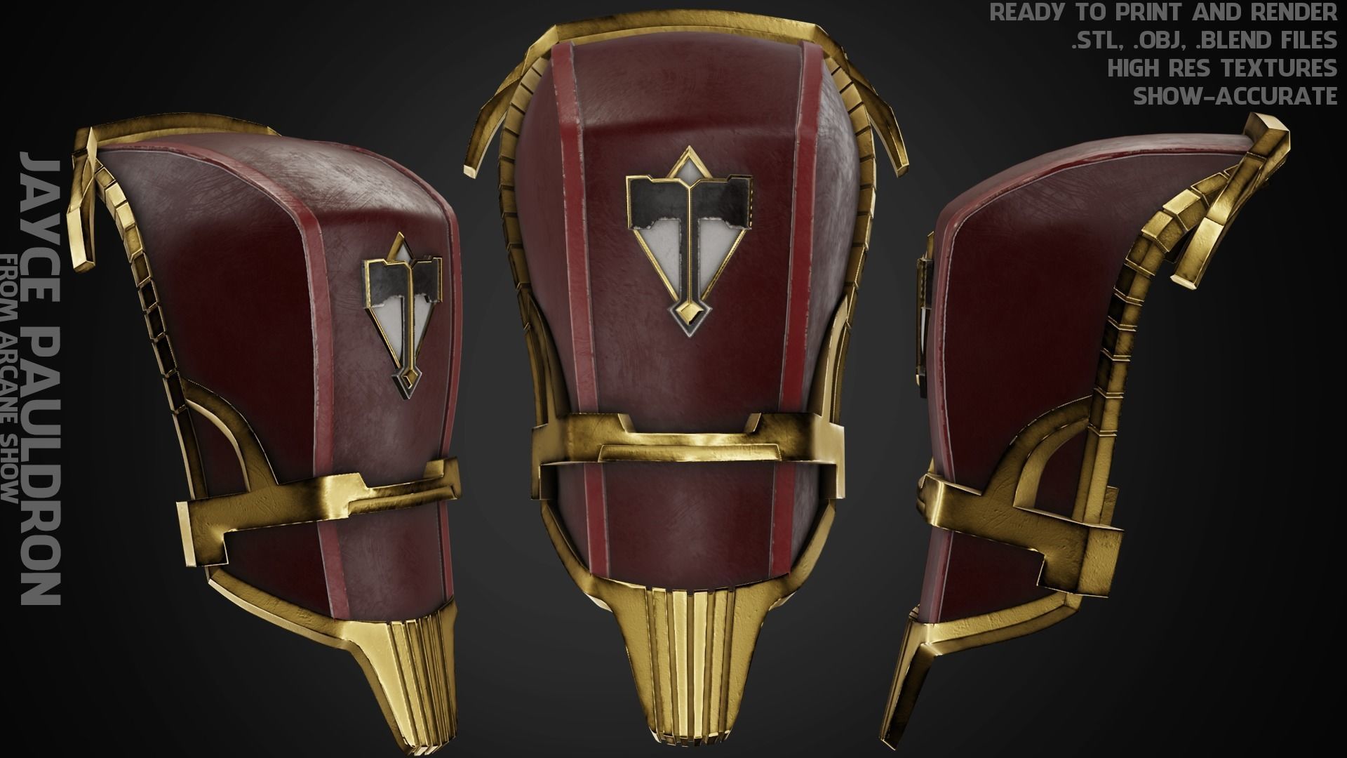 Arcane Jayce Pauldron for Cosplay 3D model 3D printable | CGTrader