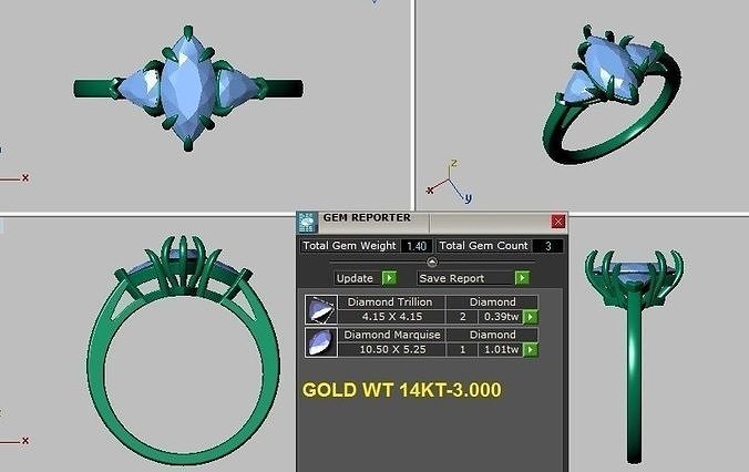 marquise 3 stones ring 3D model 3D printable | CGTrader