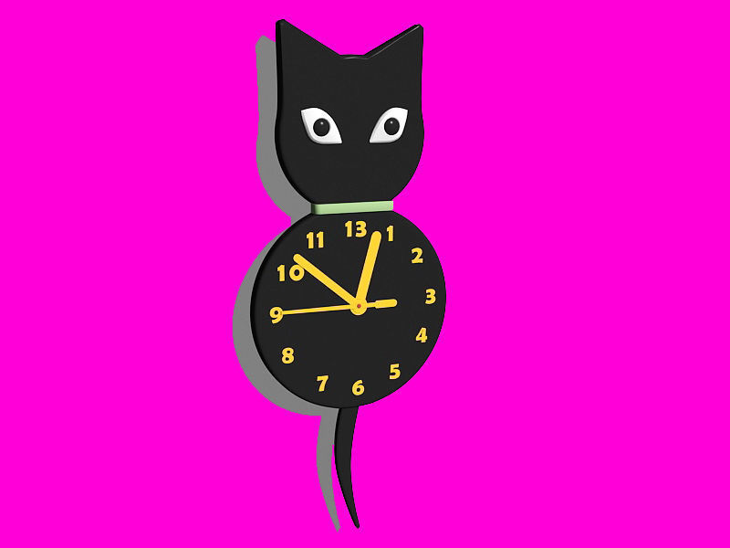 black cat wall clock 3D model animated | CGTrader