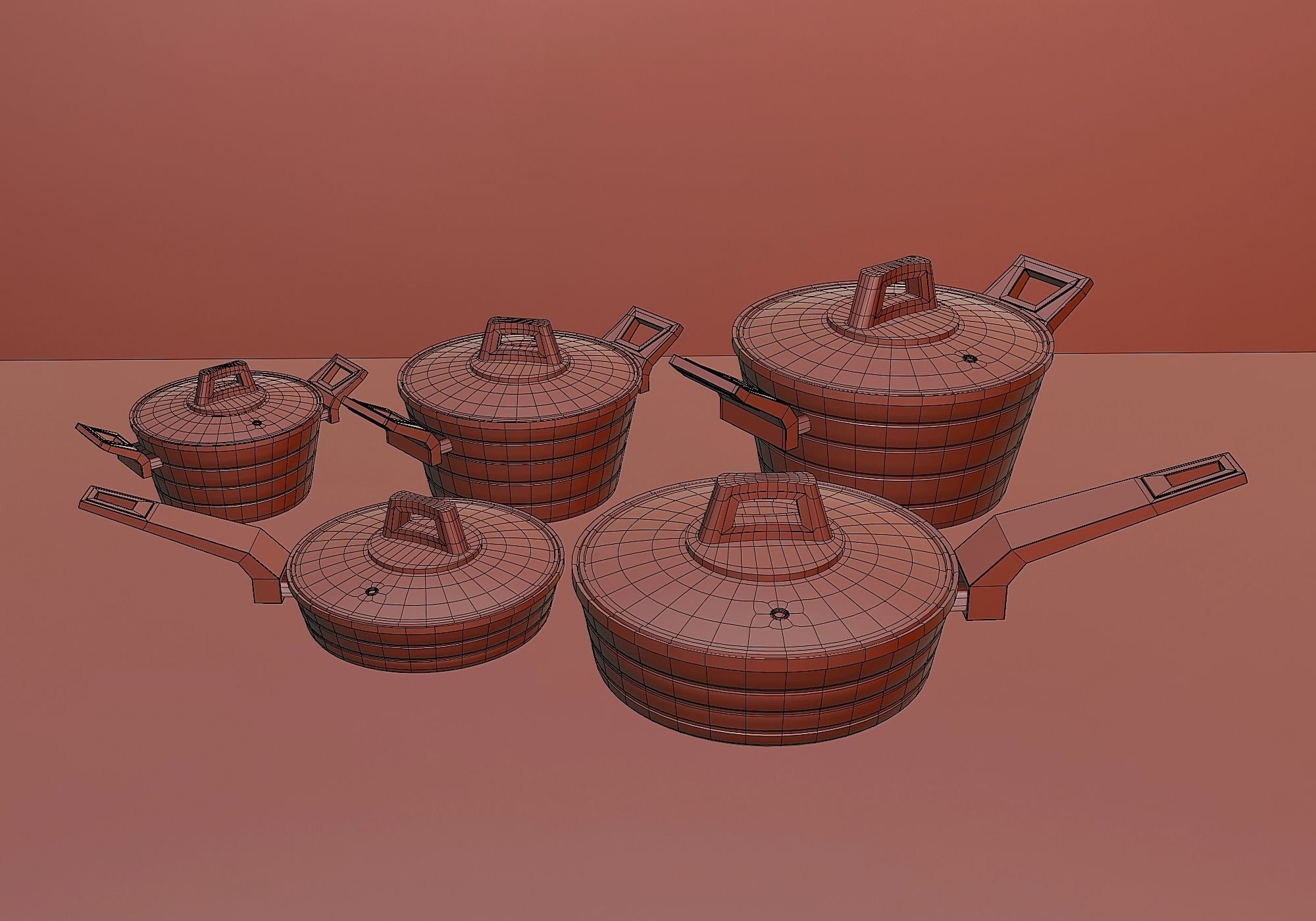 Kitchen set of pots and pans 3D model | CGTrader