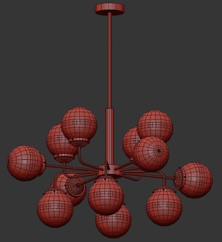 Greyson chandelier with clear glass balls and gold finish 3D model ...
