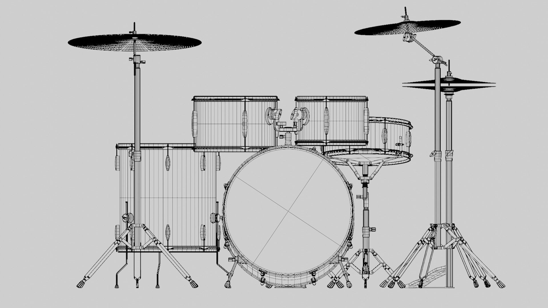 Drum Kit Metallic Blue Custom 3D model | CGTrader
