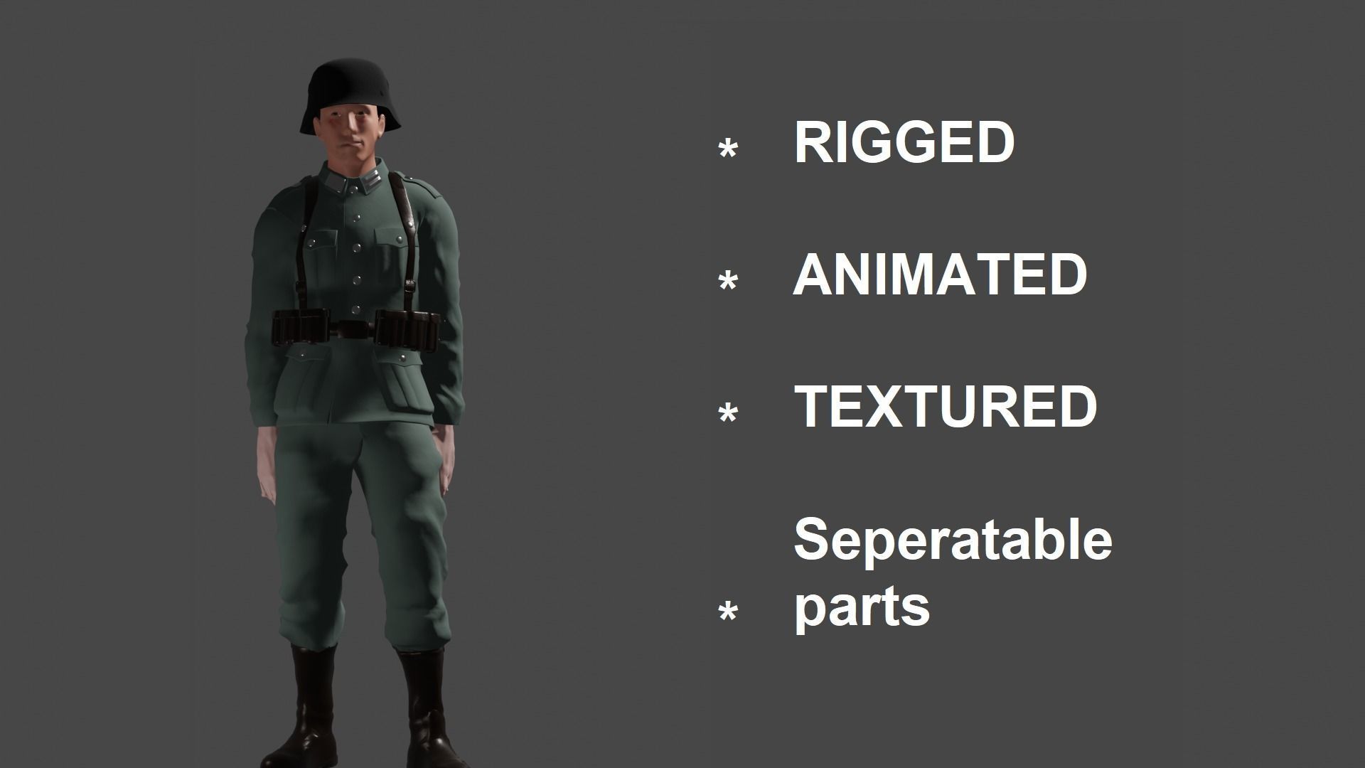 3D model Wehrmacht Soldier - RIGGED ANIMATED VR / AR / low-poly | CGTrader
