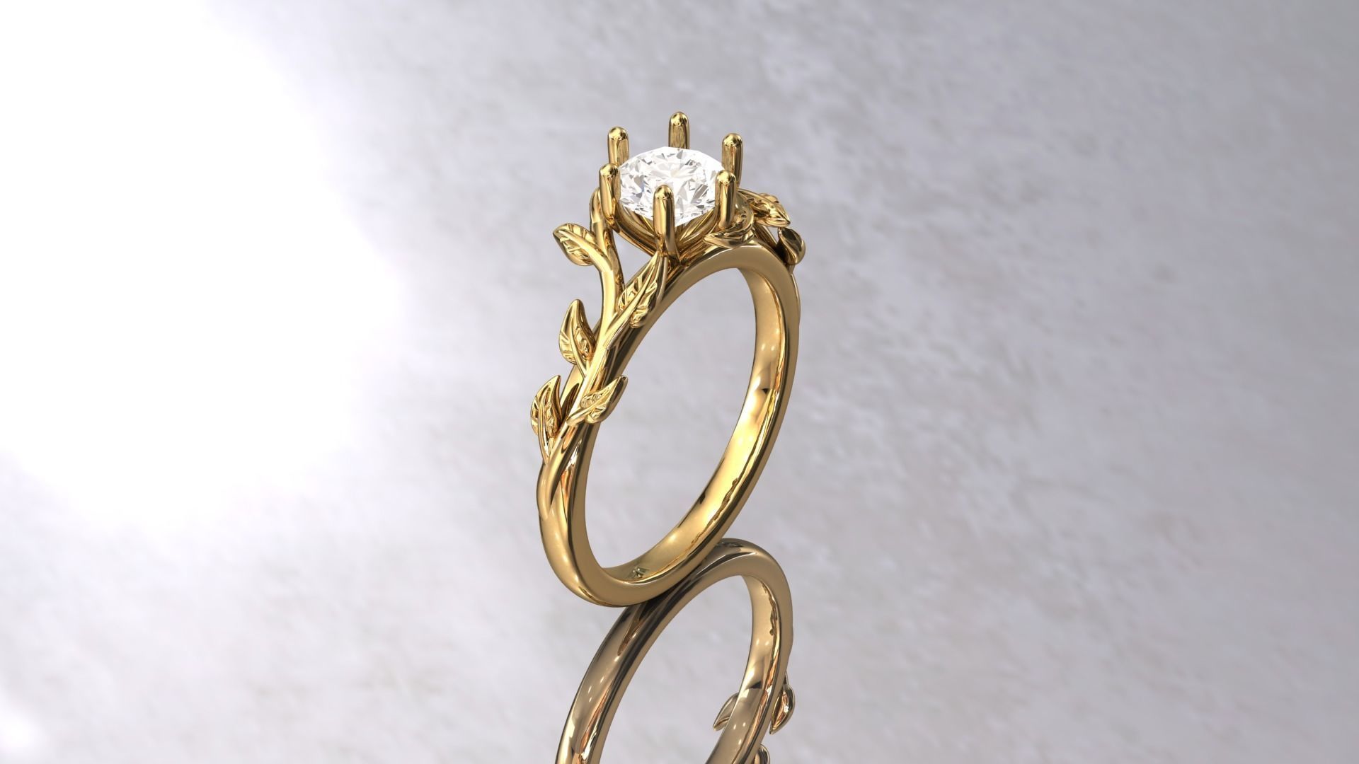 Leaf Vines Engagement Ring 3D model 3D printable | CGTrader