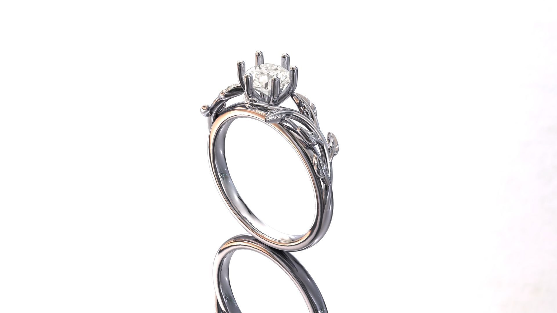 Leaf Vines Engagement Ring 3D model 3D printable | CGTrader