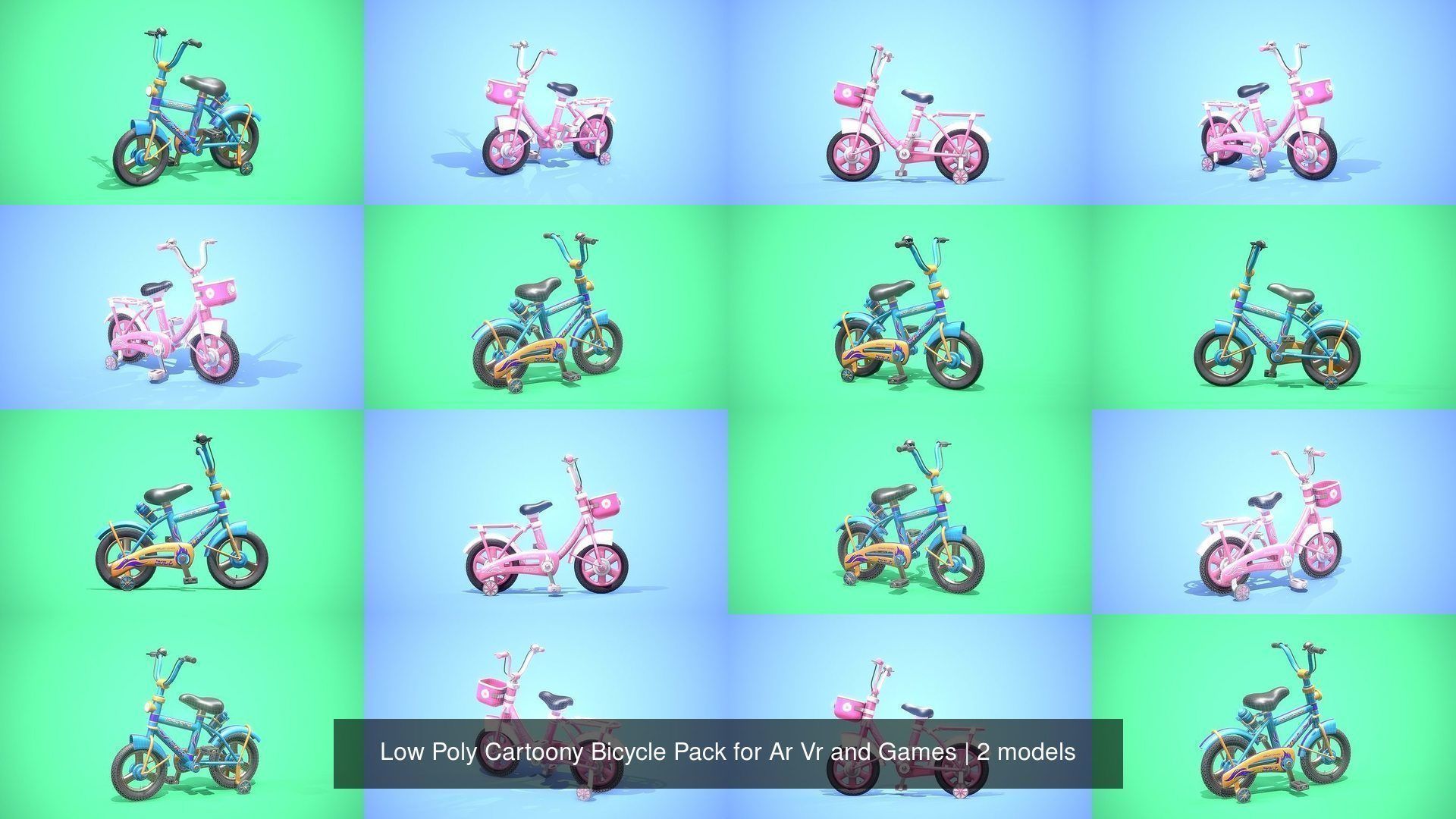 3d Model Collection Low Poly Cartoony Bicycle Pack For Ar Vr And Games