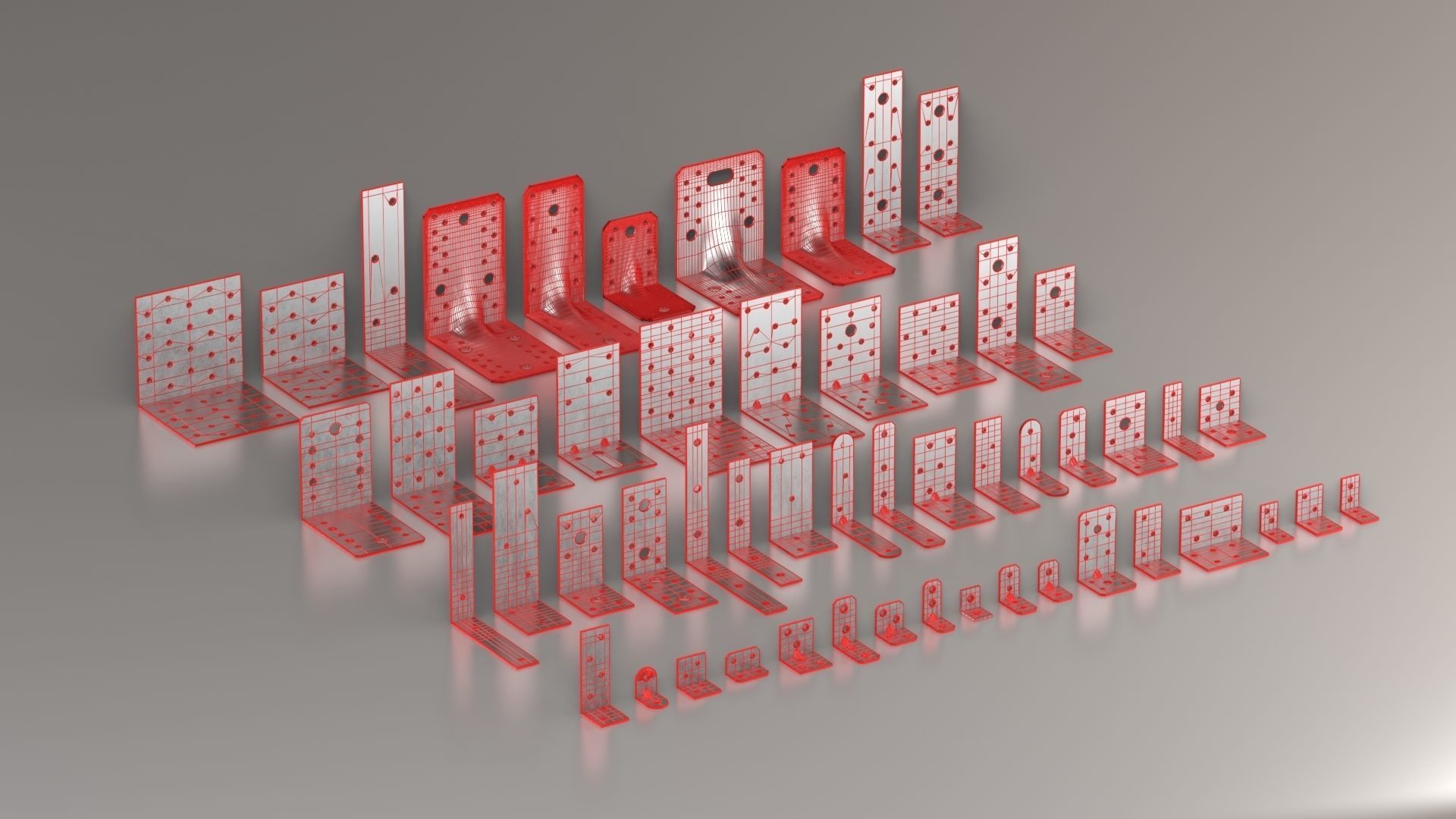 stainless steel angle brackets 53 parts collection 3D model | CGTrader