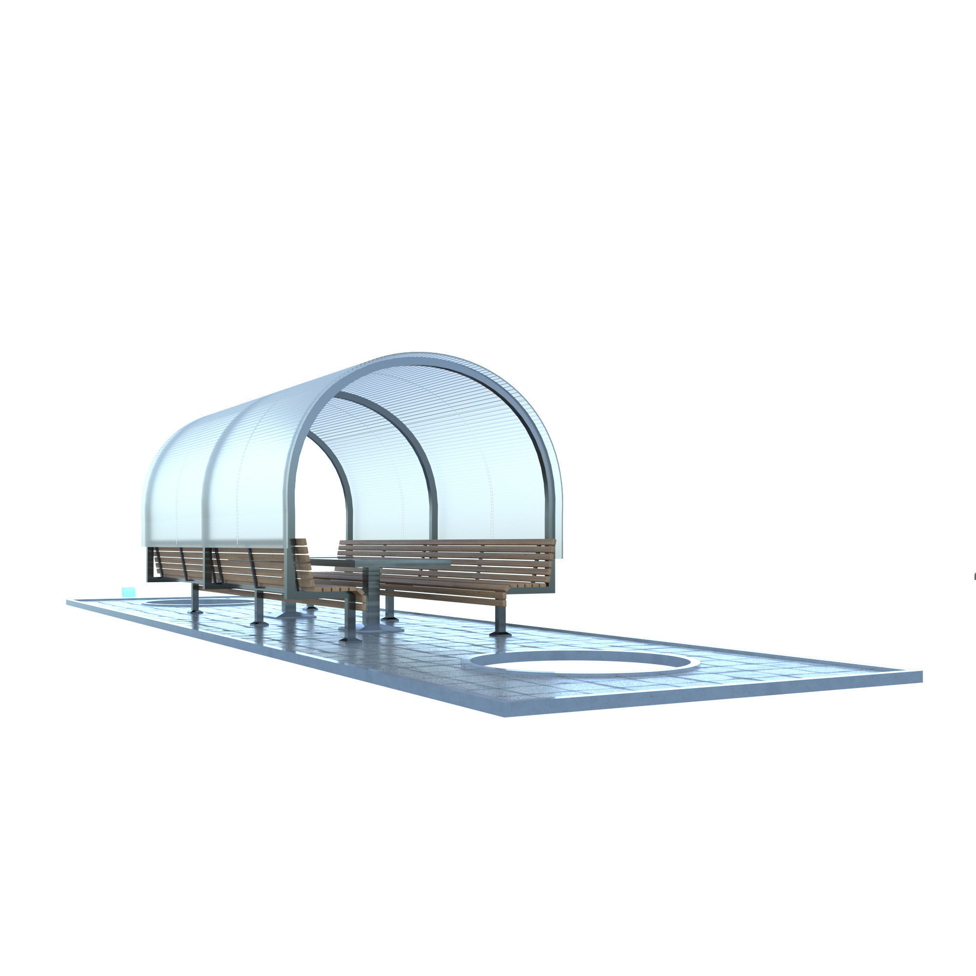 alcove outdoor bench with glass roof 3D model | CGTrader