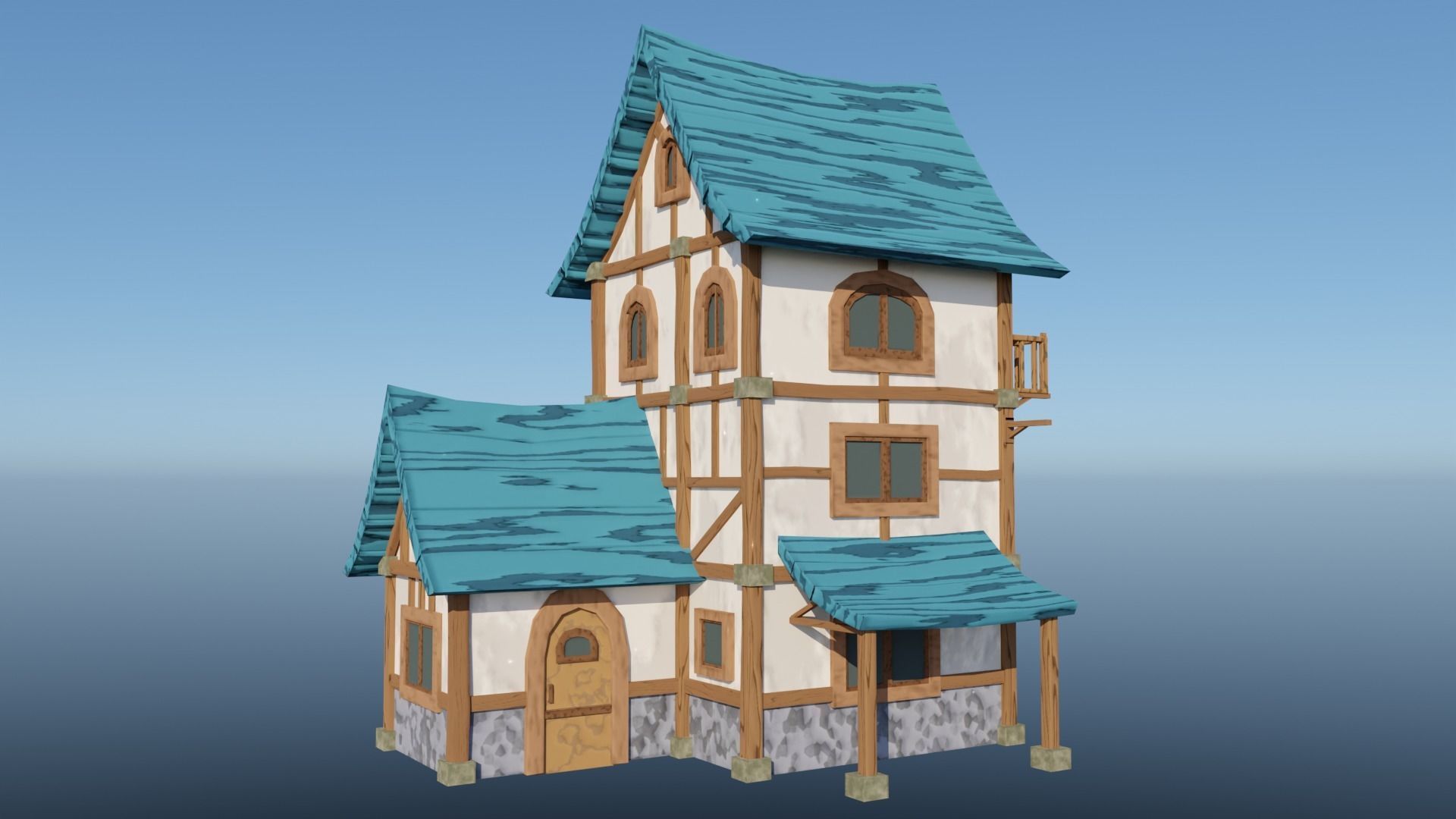 3D model Medieval Low Poly House 2 VR / AR / low-poly | CGTrader