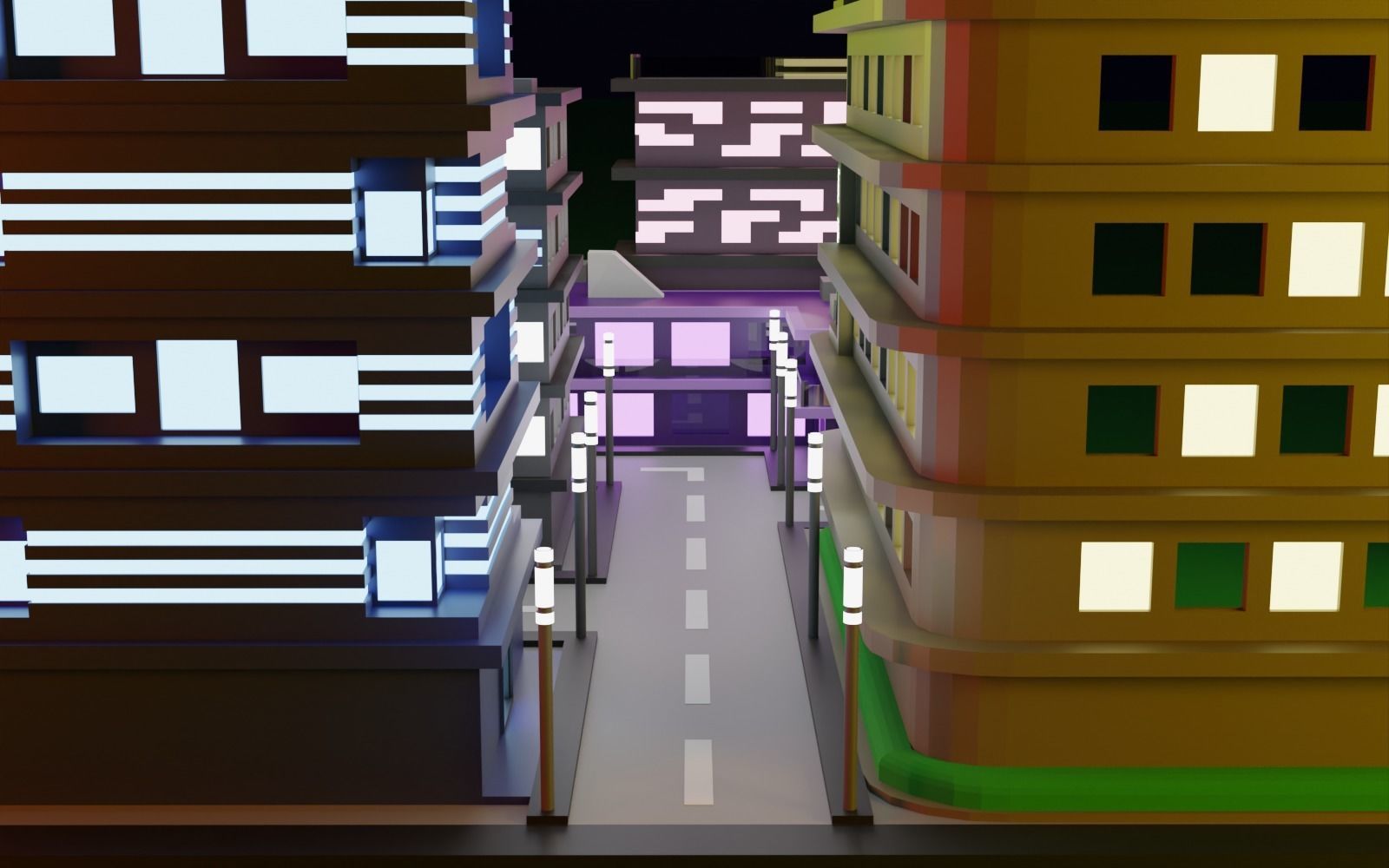 3D model The Night City - Blender VR / AR / low-poly | CGTrader