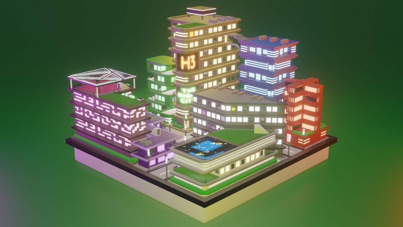 3D model The Night City - Blender VR / AR / low-poly | CGTrader