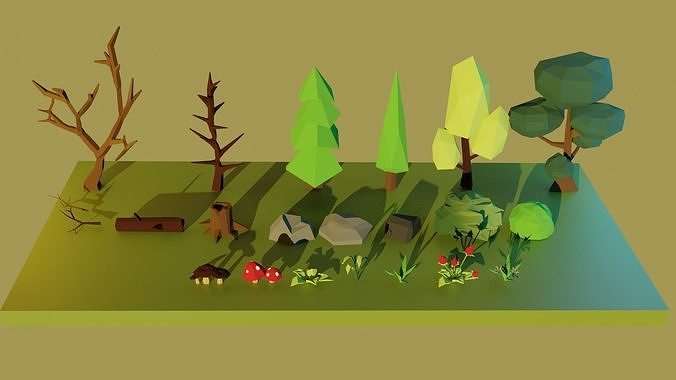 Low poly Forest Pack free VR / AR / low-poly 3D model | CGTrader
