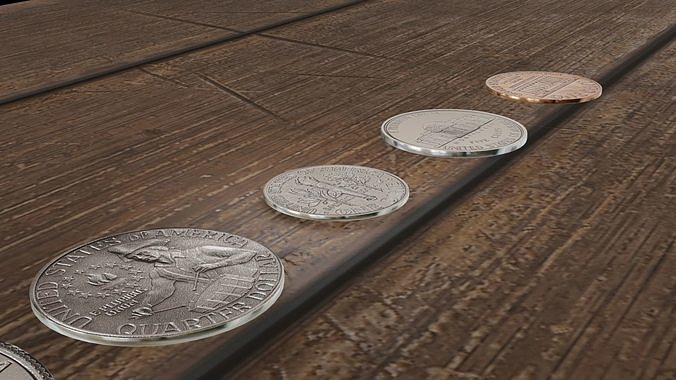 USD American Dollar Coins 3D model | CGTrader