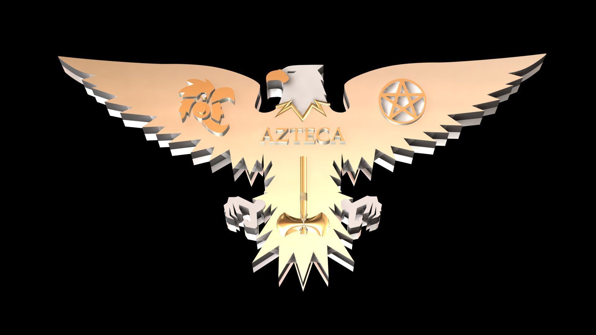 Azteca Eagle pagan pentagram 3D model 3D printable | CGTrader