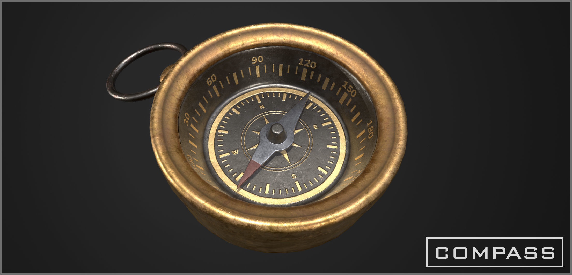 3D model compass gold VR / AR / low-poly | CGTrader