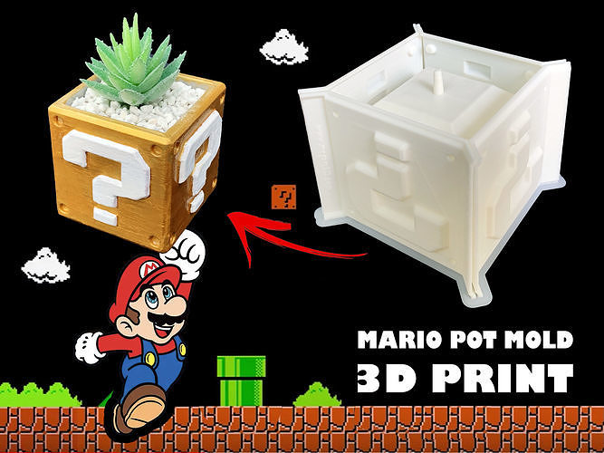 Super Mario Bros Question Mark mold - Include Pot file for print 3D ...