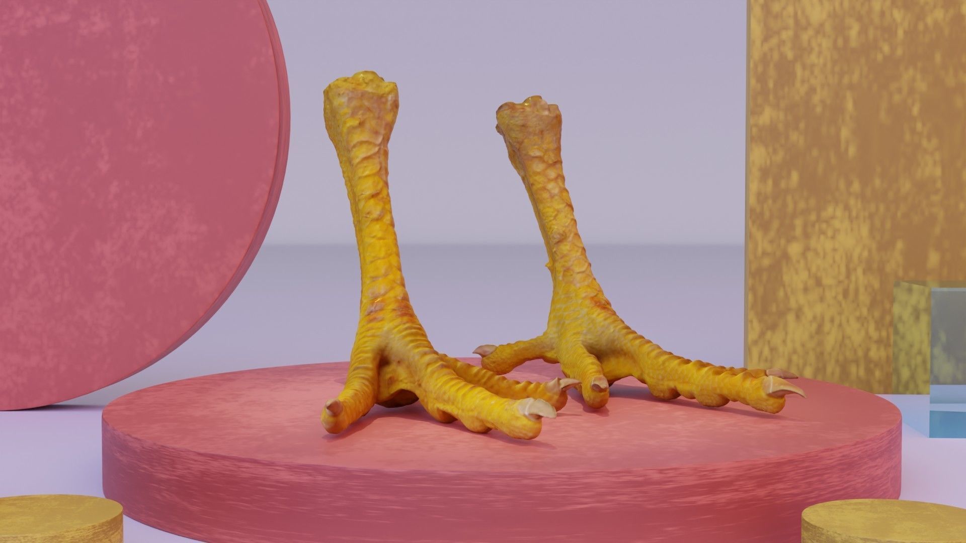 Pair chicken feet high-poly 3D model | CGTrader