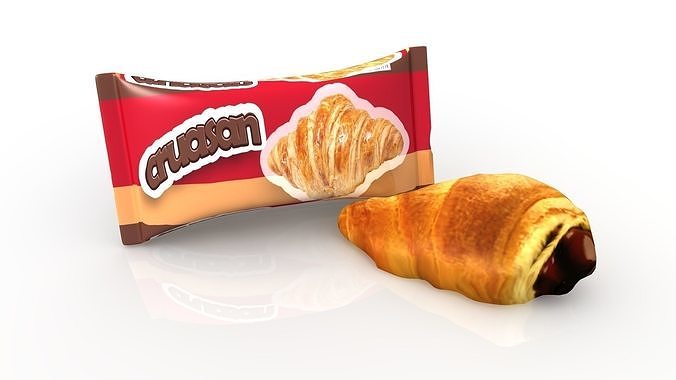 Croissant with package 3D model | CGTrader
