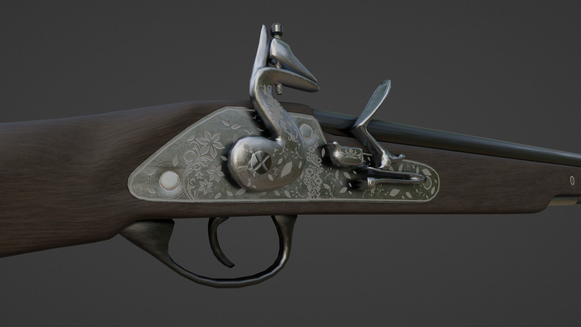 3D model 1720 Flintlock Long Rifle VR / AR / low-poly | CGTrader