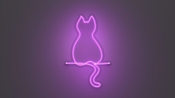 Front Cat - Neon Sign 3D model | CGTrader