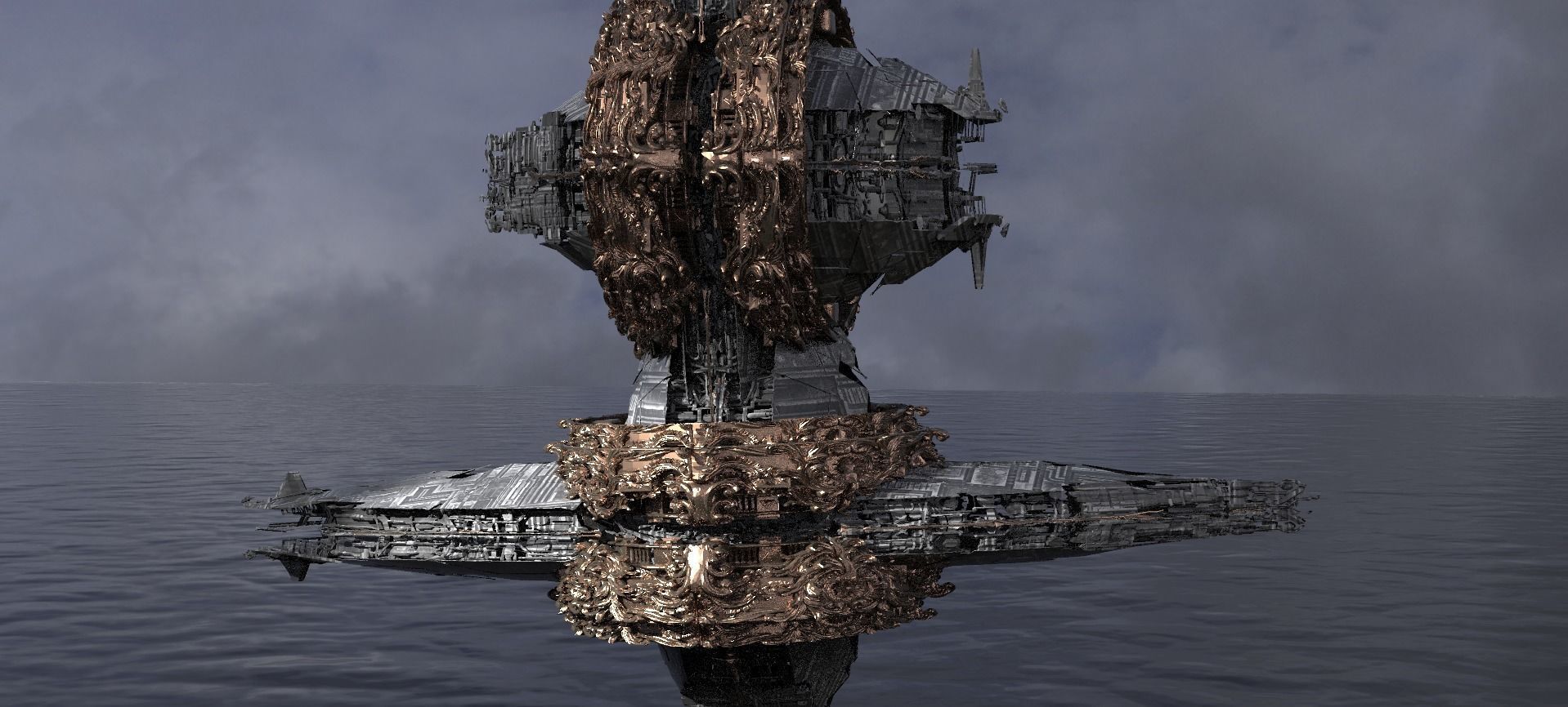 Ocean Cyberpunk Atlantis Deep city ring 2 designs 3D model | CGTrader