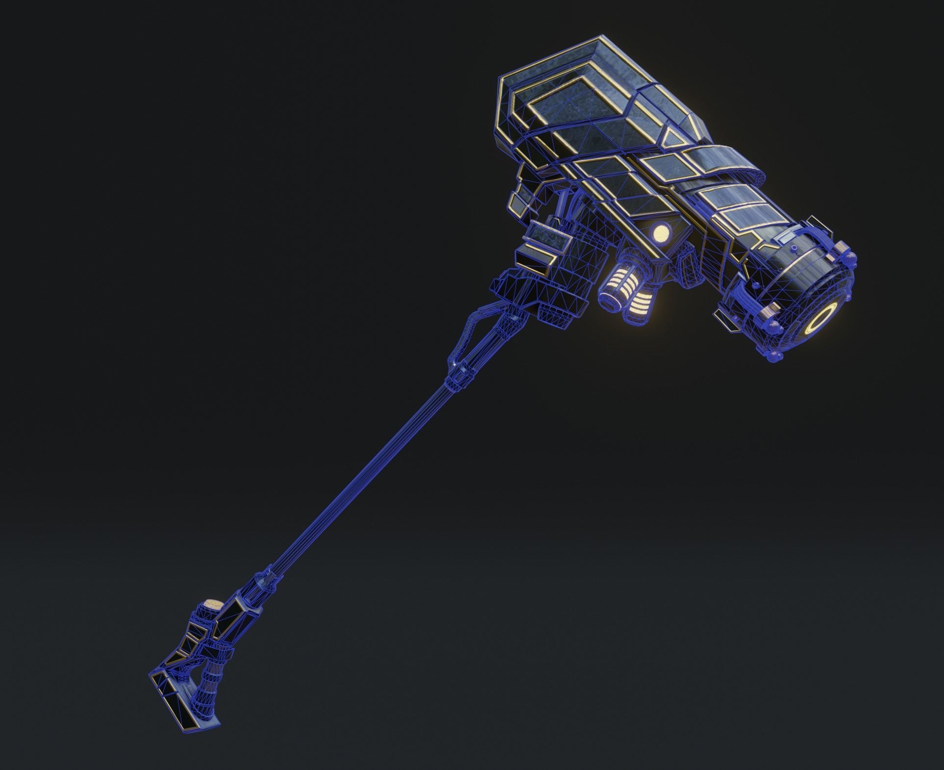 3D model Sci Fi Hammer weapon PBR mid-poly Gameready VR / AR / low-poly ...