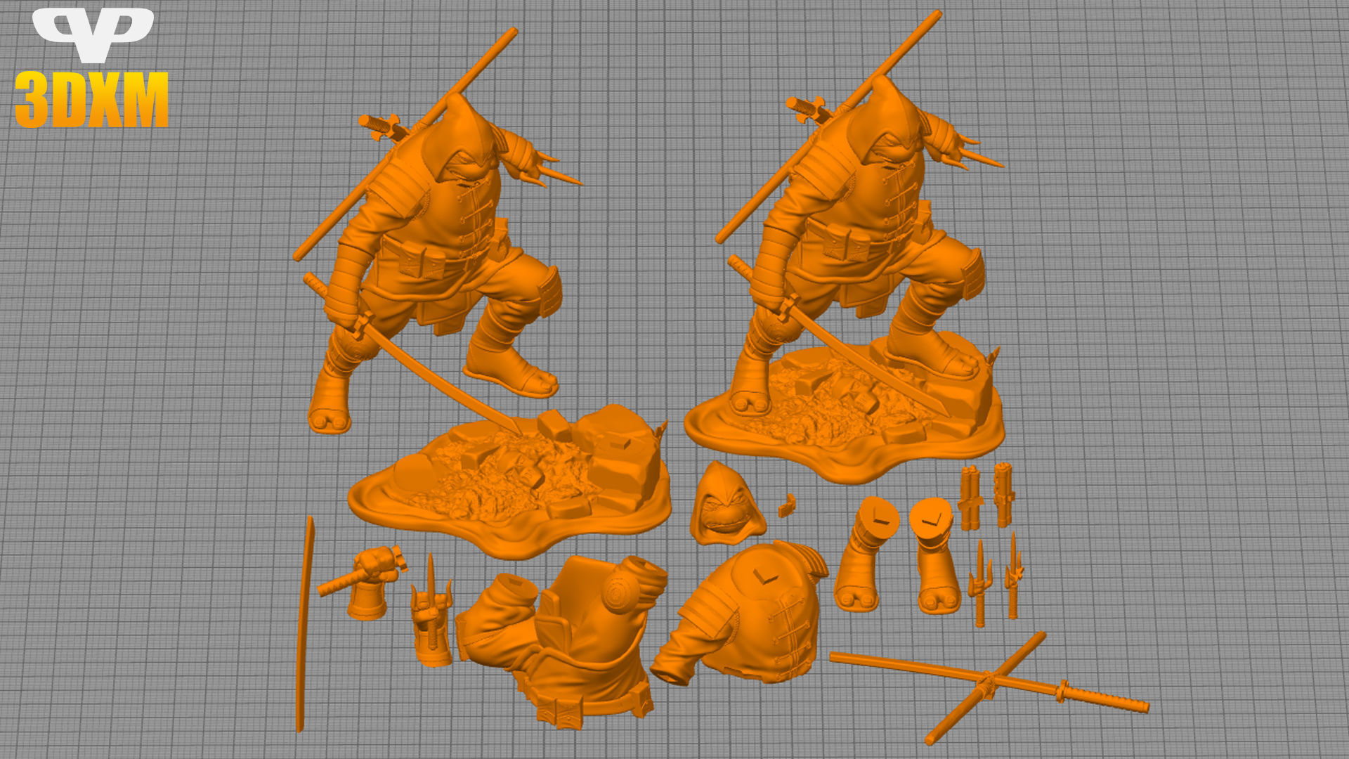 Last Ronin Michelangelo STL for 3D Printing ChibiSTL 3DXM 3D model 3D ...