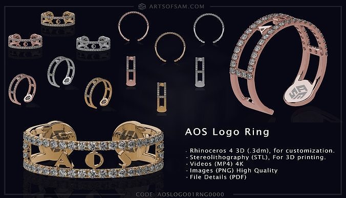 AOS Logo Ring free 3D model 3D printable | CGTrader