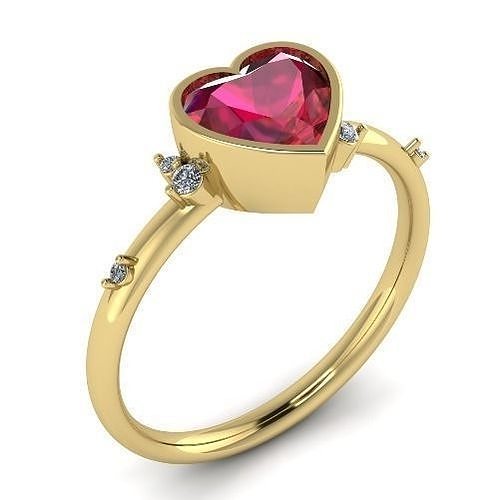 Heart Stone Ring Model 2019 3D model 3D printable | CGTrader