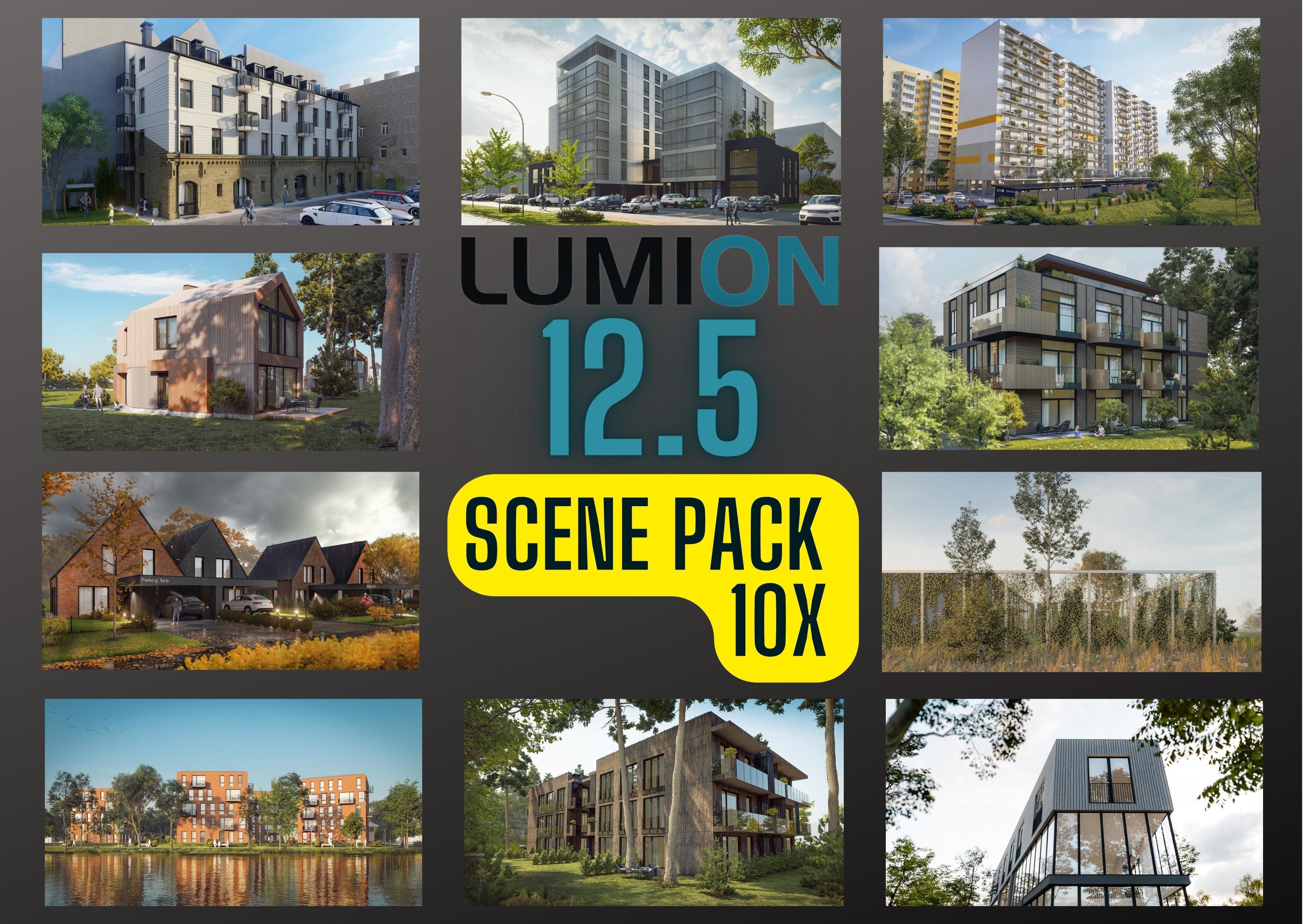 LUMION 12 SCENE PACK 10X PLUS ARCHICAD AND SKETCHUP MODELS 3D model ...
