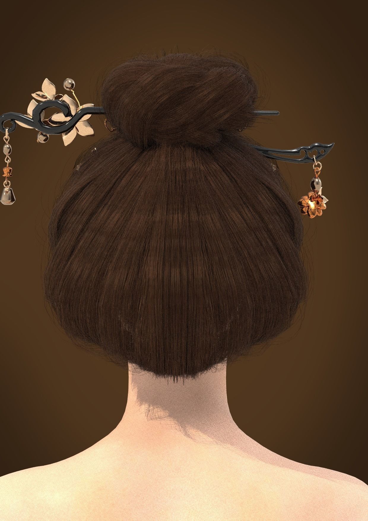 Long hair 031-FV2 for Yuna-FV2 3D model from 3DClo Software 3D model ...