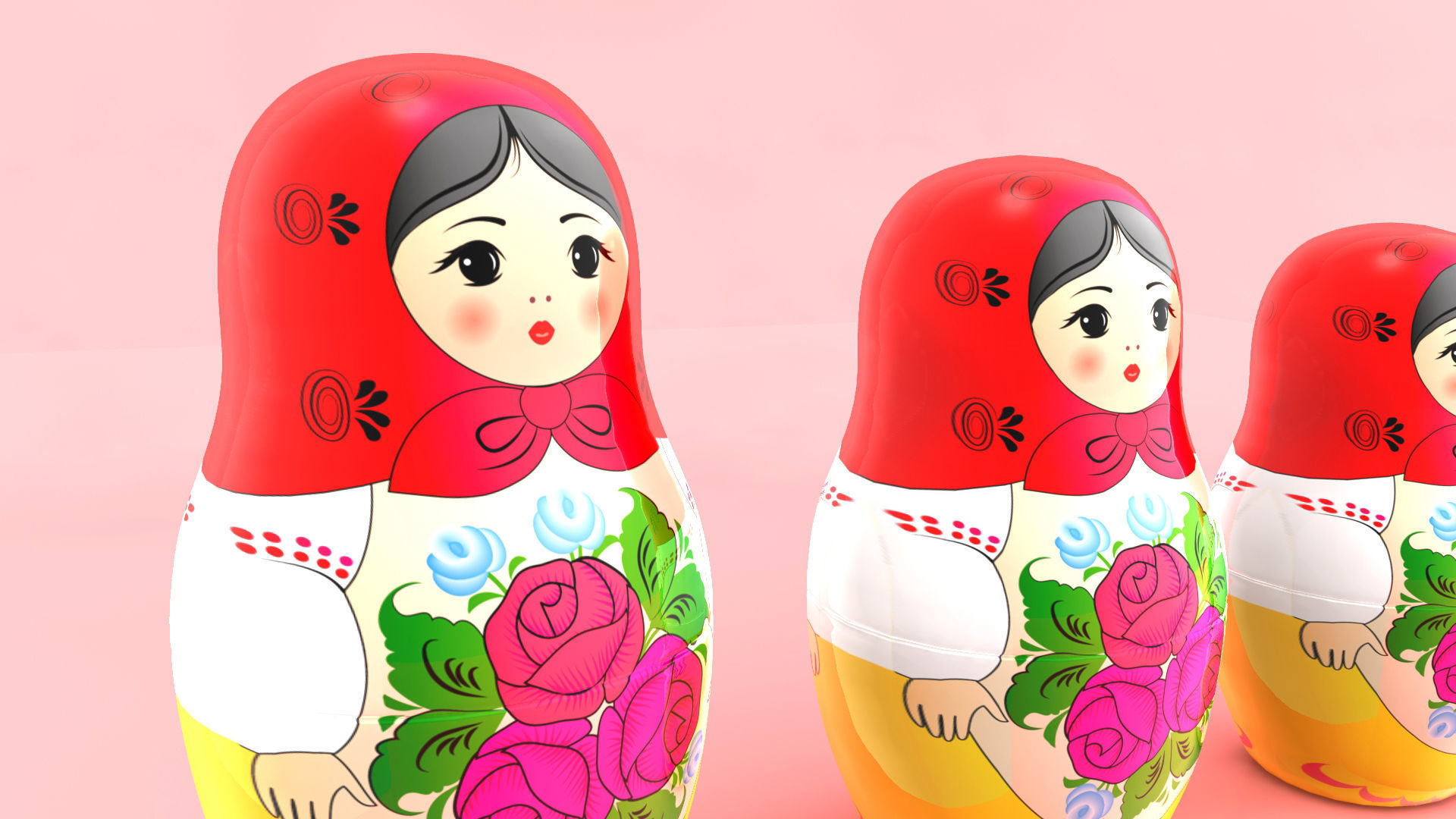 Babushka matryoshka dolls 3D model | CGTrader