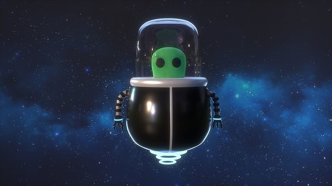 Simple rigged Green Alien in metal suit 3D model rigged | CGTrader