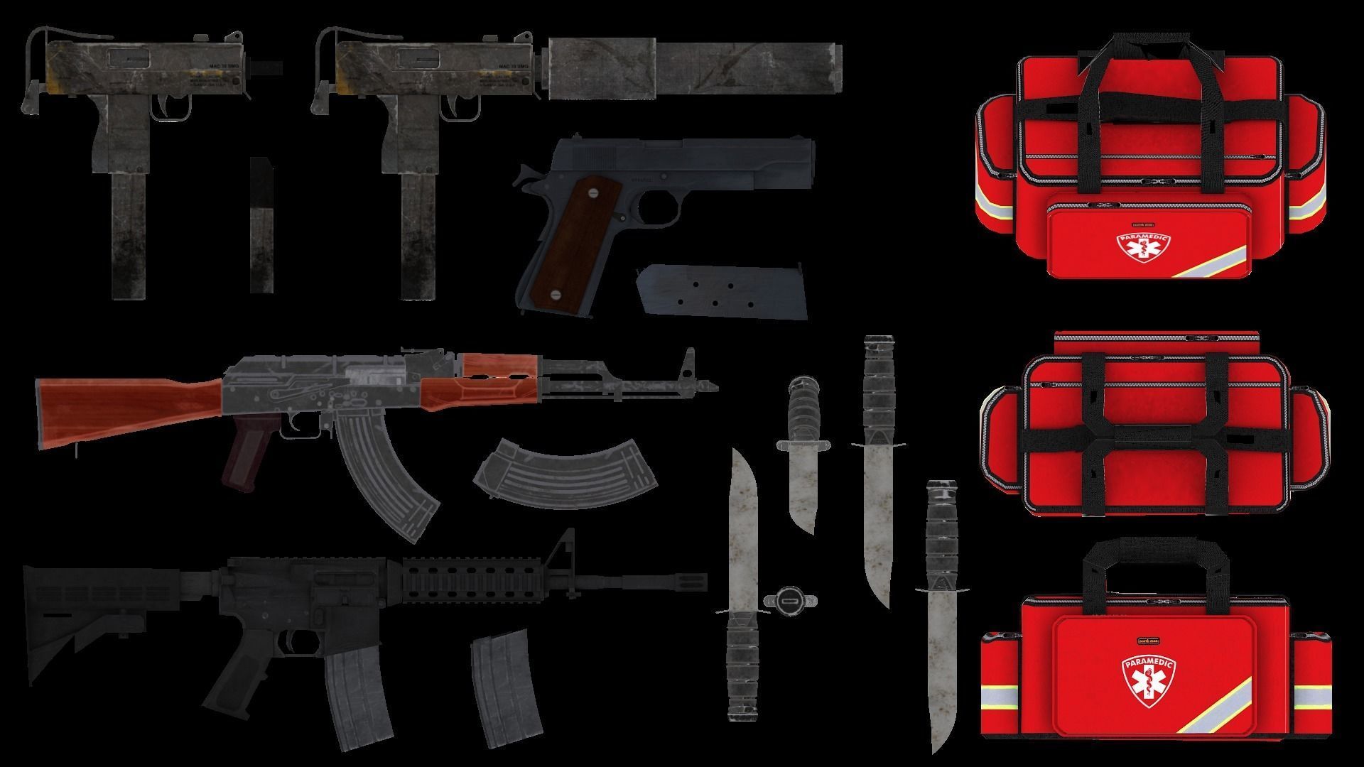 2D Guns And Ammo free VR / AR / low-poly Texture animated | CGTrader