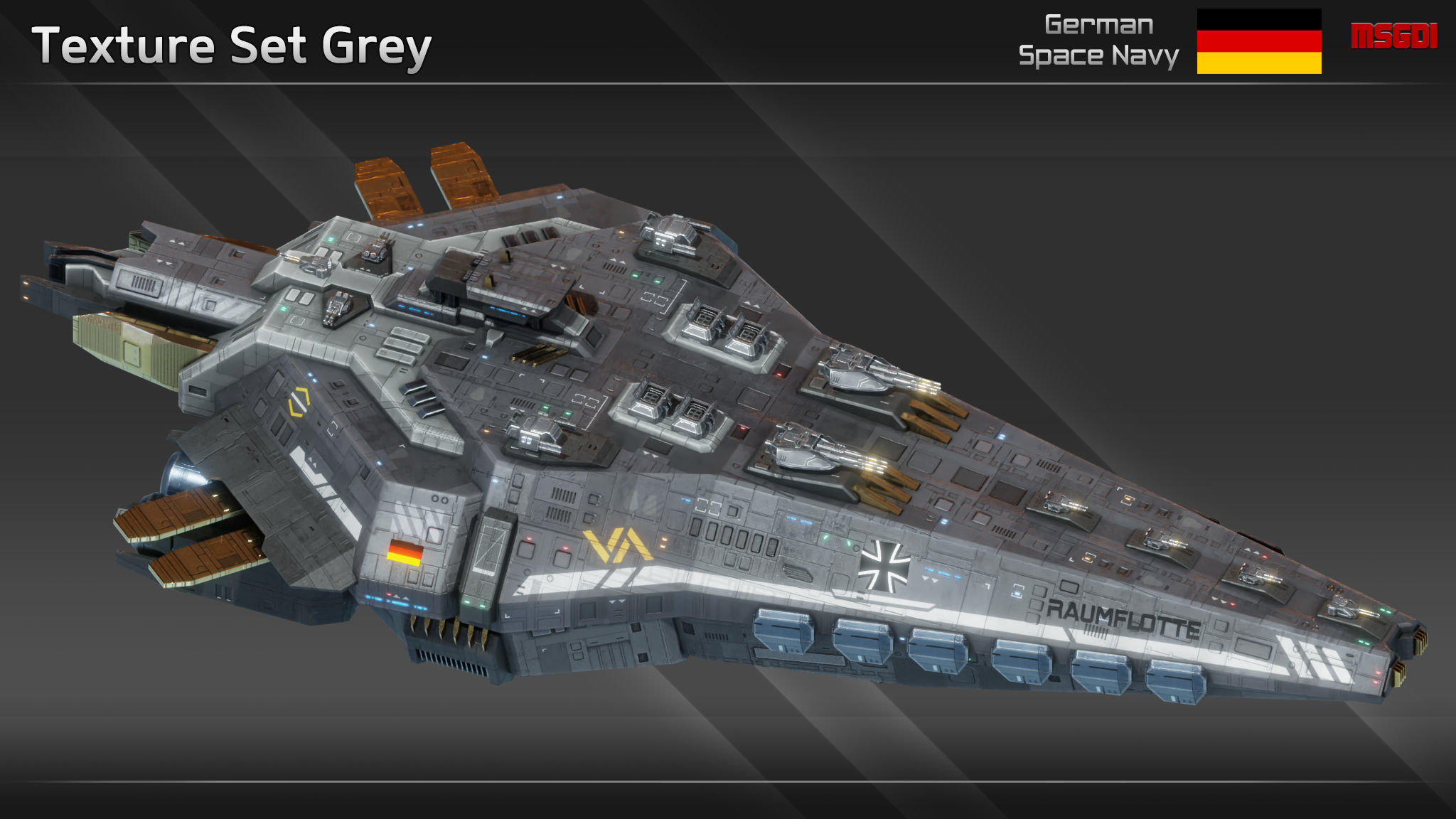 3D model GSN Spaceship Kronprinz Class Cruiser VR / AR / low-poly ...