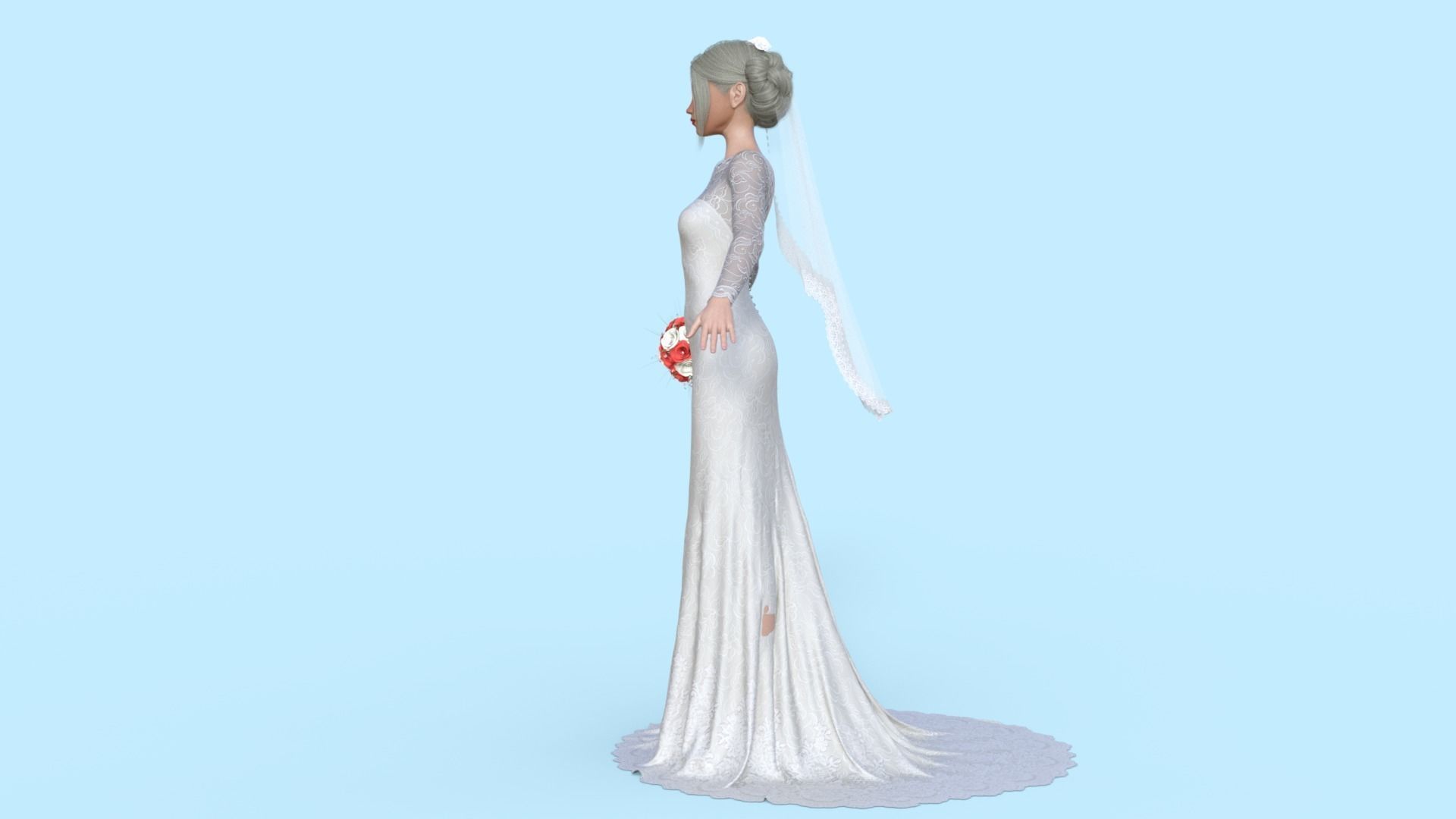 Cartoon Bride 3D model rigged | CGTrader