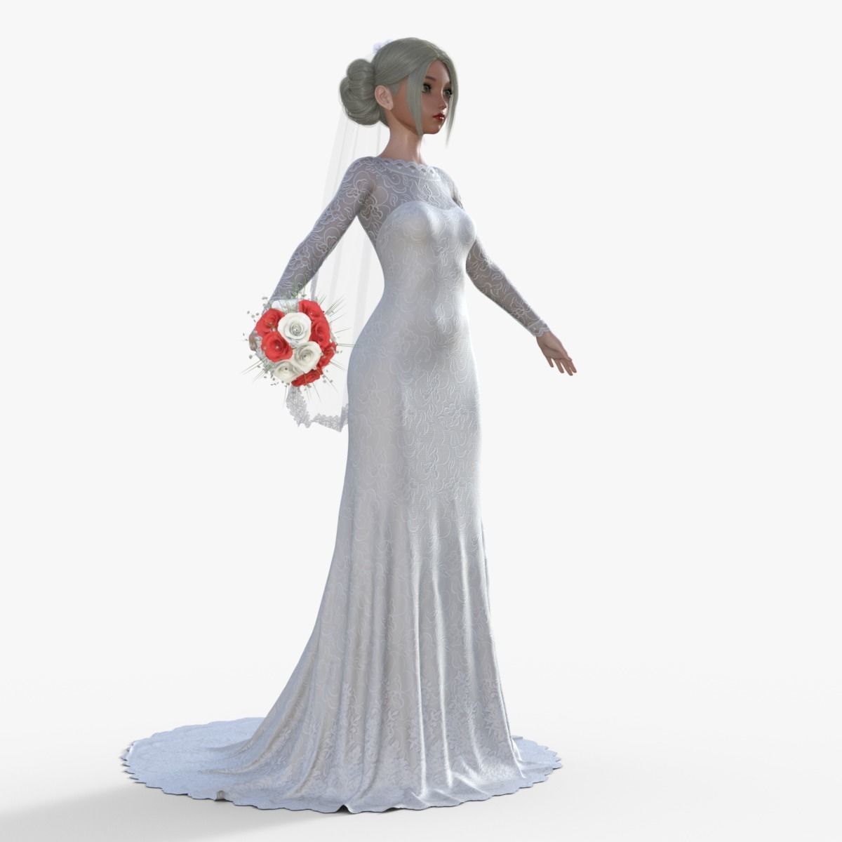 Cartoon Bride 3D model rigged | CGTrader