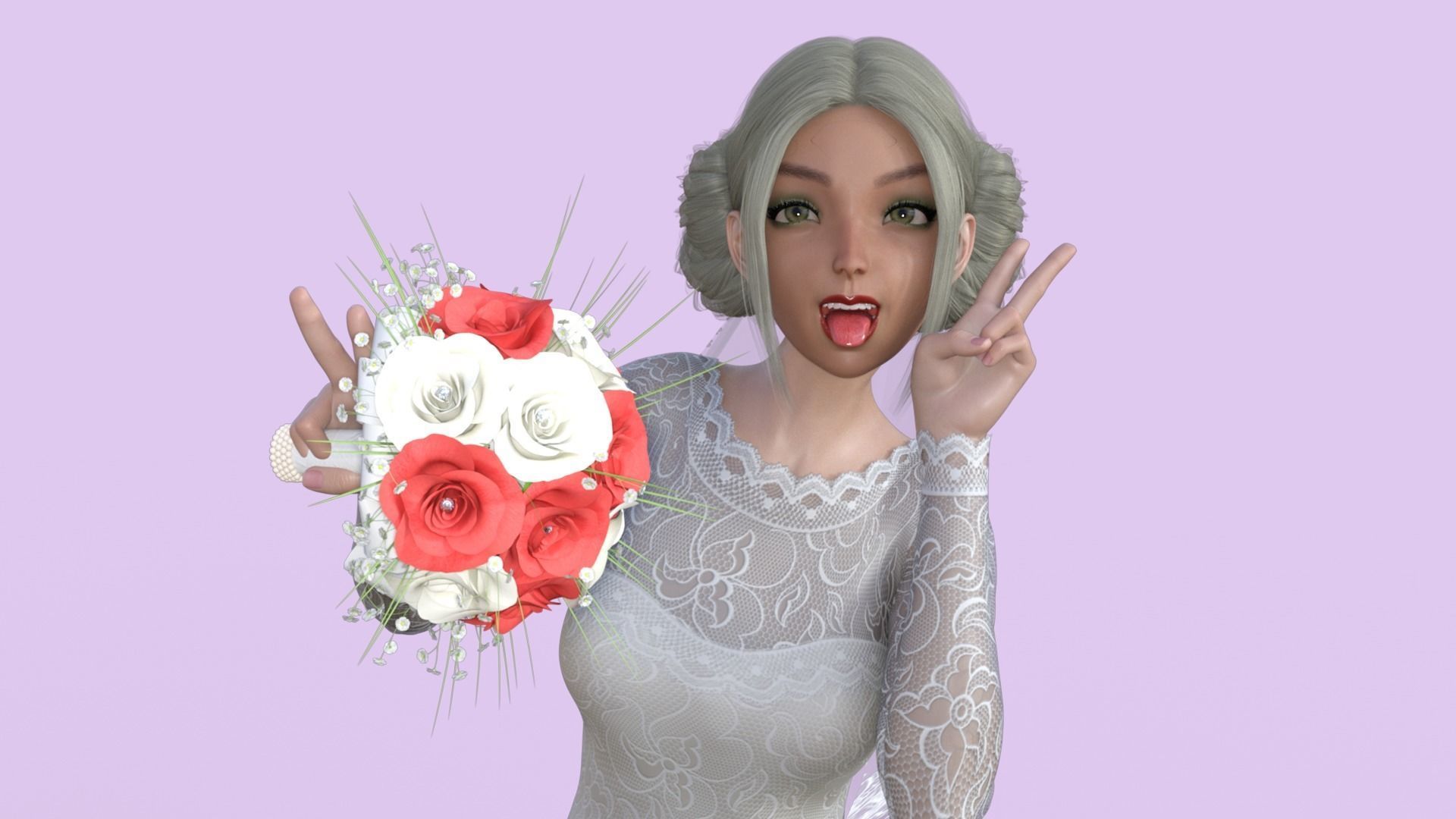 Cartoon Bride 3D model rigged | CGTrader