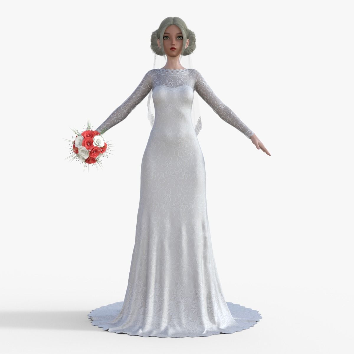 Cartoon Bride 3D model rigged | CGTrader