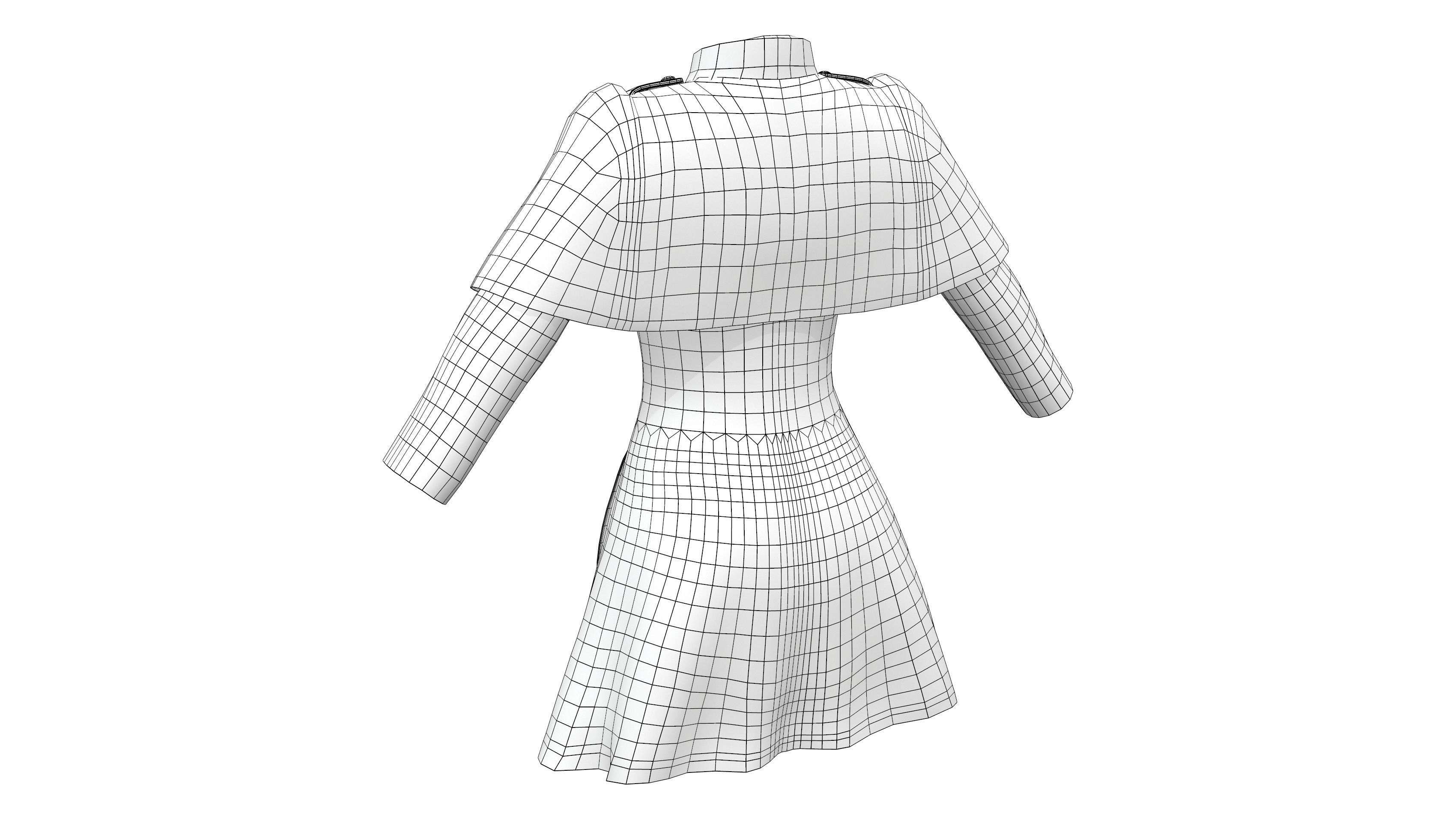 3D model Royal Court Style Band Collar Coat VR / AR / low-poly | CGTrader