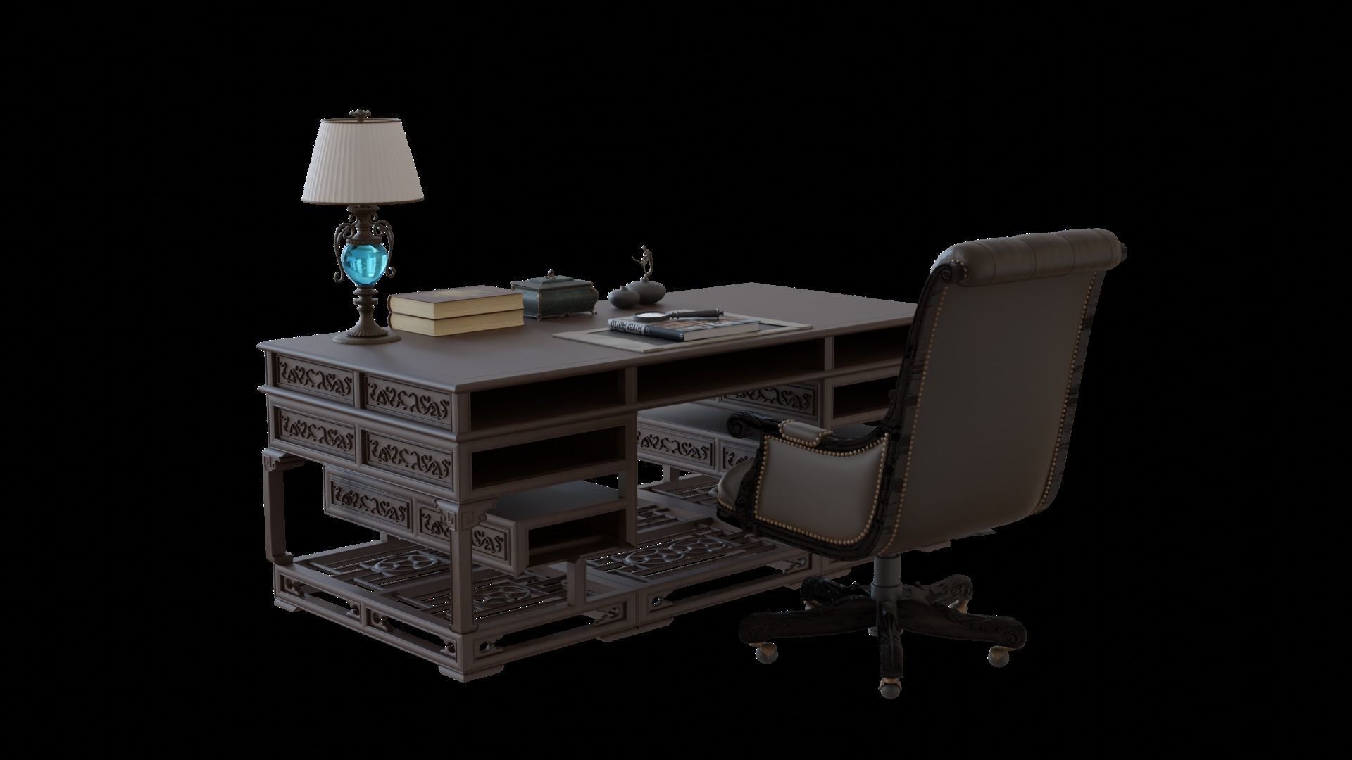 Chinese style CEO table 3D model | CGTrader